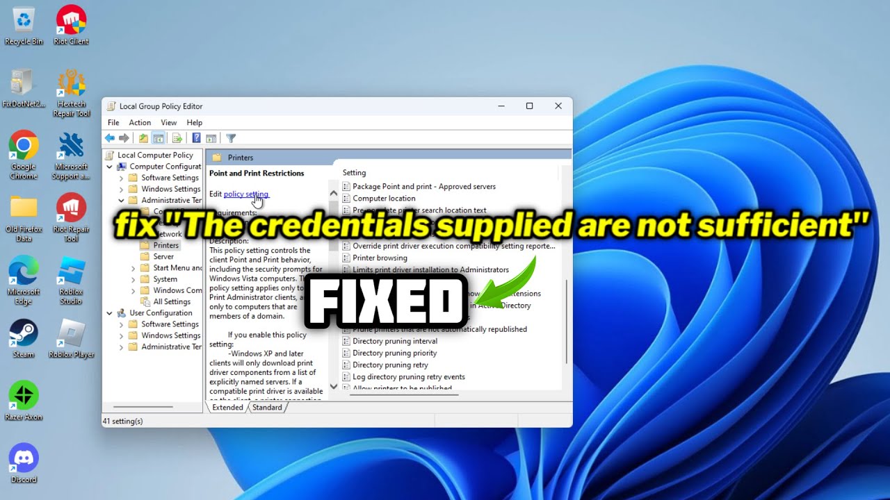How to fix "The credentials supplied are not sufficient" printer error ...