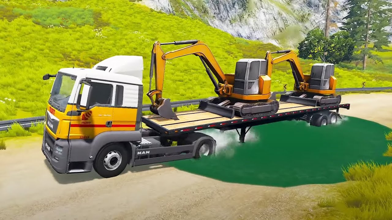 Heavy Load Trucks Vs Deep Water in BeamNG Drive #beamng #beamngdrive # ...