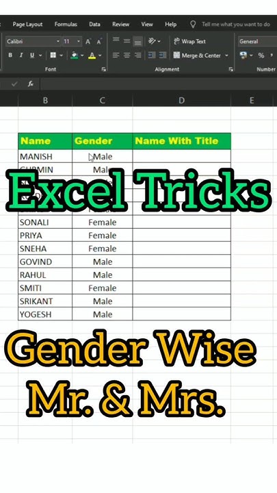 How to Add Mr. & Mrs. before Name in Excel 🔥 #excel #exceltips #exceltricks #msexcel - YouTube