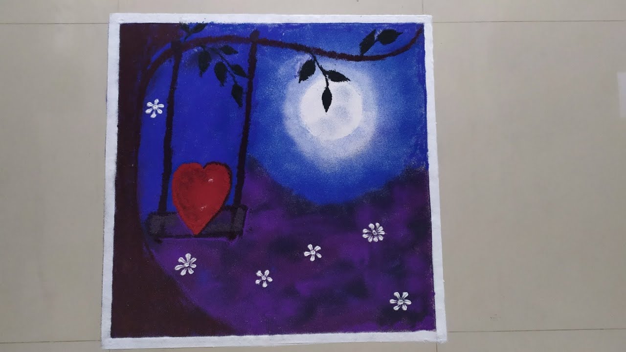 Romantic blue moon rangoli |Couple rangoli design/wedding anniversary ...