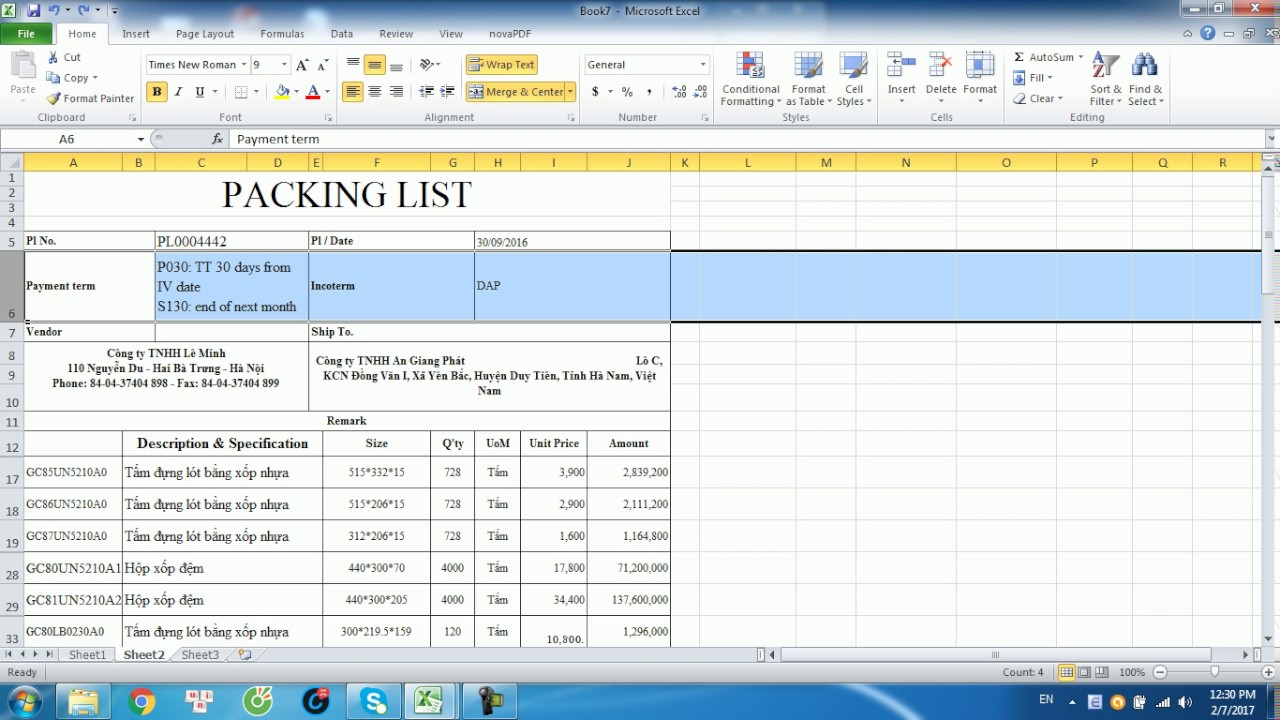 Soạn thảo Invoice/Packing list bằng Excel - Ngô Dung - CLB Yêu Xuất ...