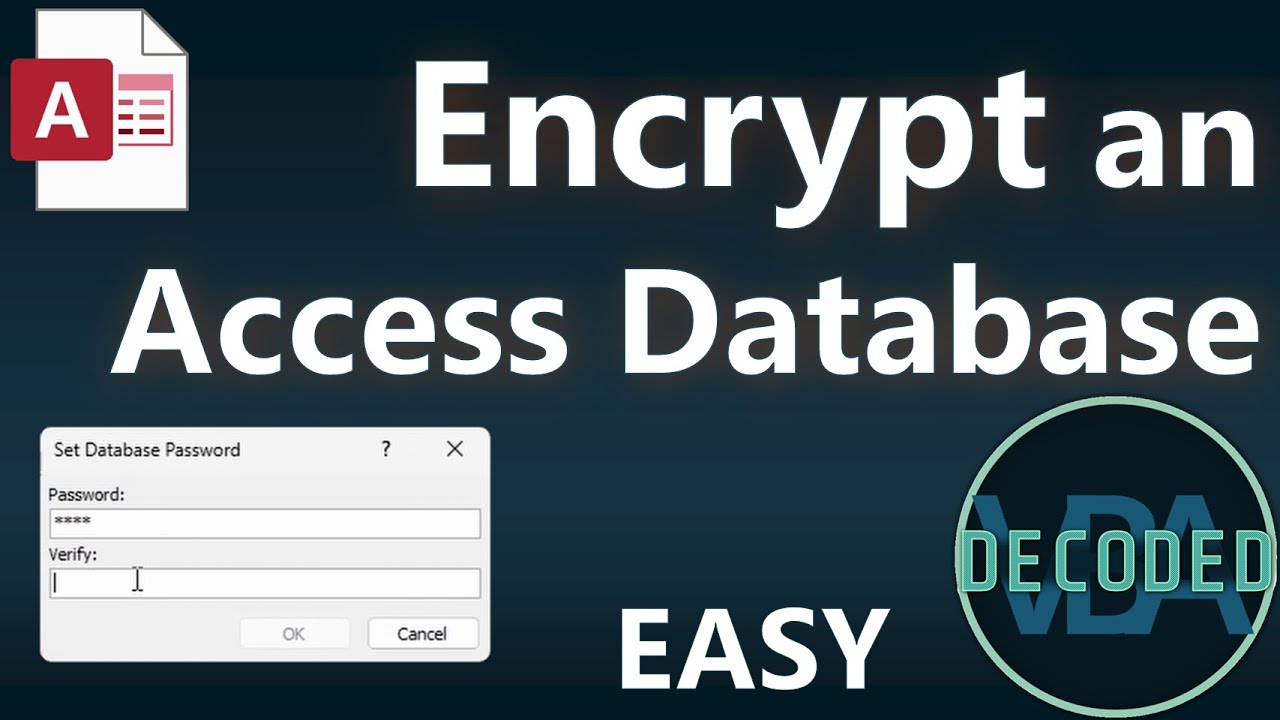 How to Encrypt a Microsoft Access Database - YouTube