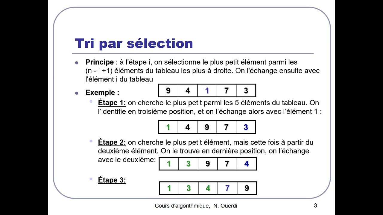 Tri tableau en ALgorithmique - YouTube