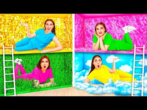Yatağın Altındaki Gizli Odalar Dört Renk Mücadelesi | Komik Durumlar Best Funny Challenges