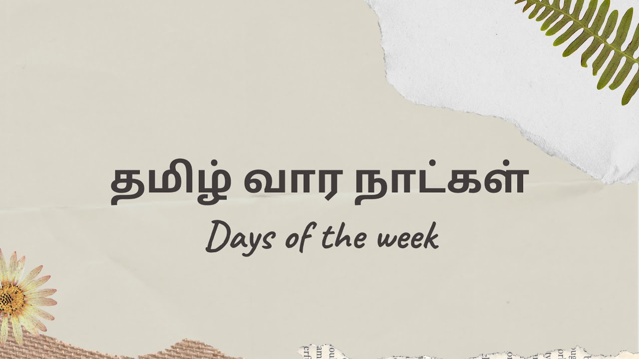 தமிழ் வார நாட்கள் | Days of the week | Learn day names in tamil | Raks ...