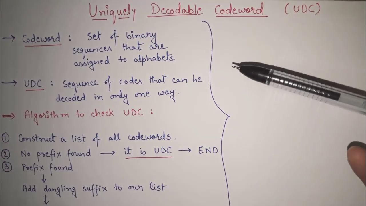 3. Uniquely Decodable Code Example | Decodable codes information theory Prefix code |Dangling ...