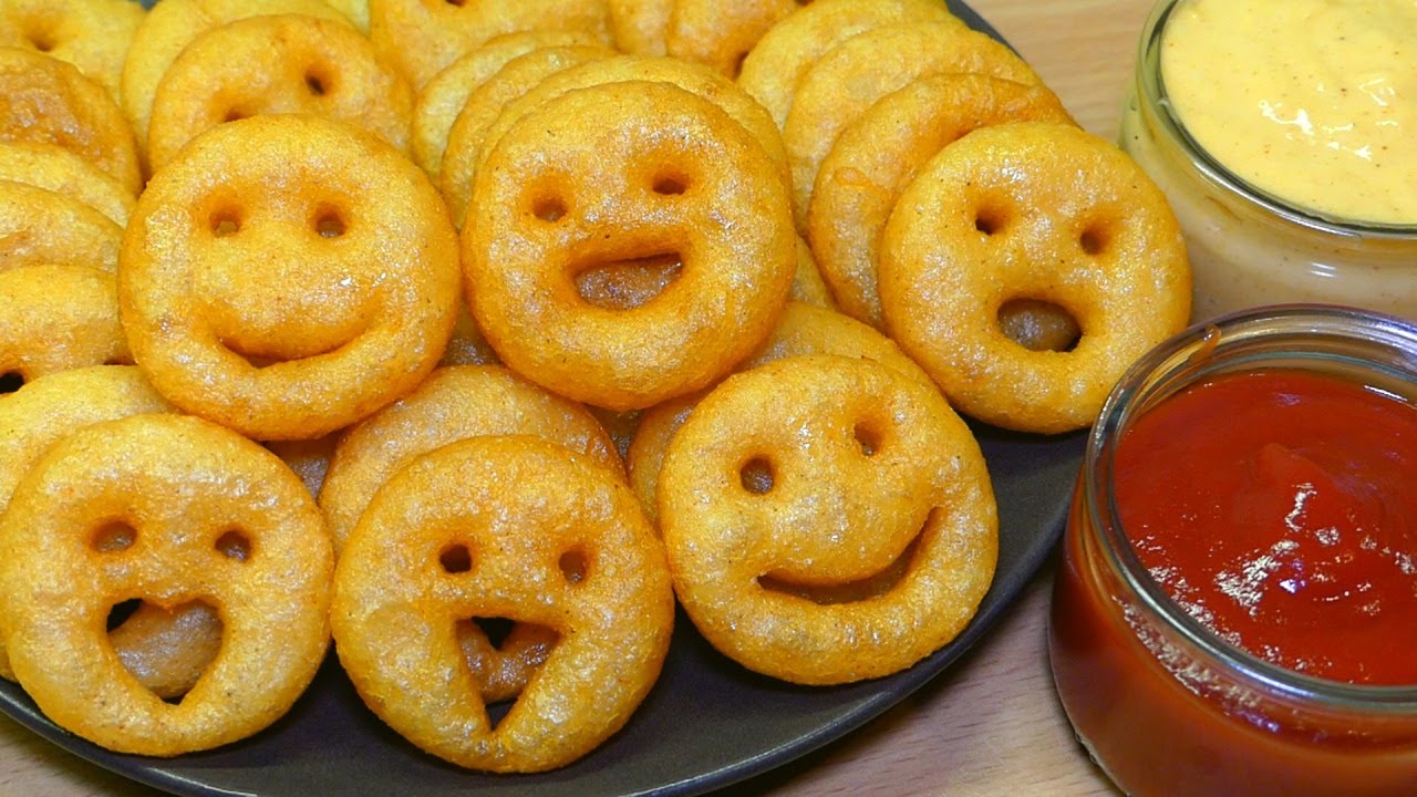 Delicious! Emoji Potato Smiley | Easy Fried Smile Potato Snack recipe ...