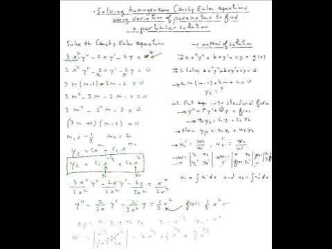 Cauchy Euler equations (variation of parameters) - YouTube