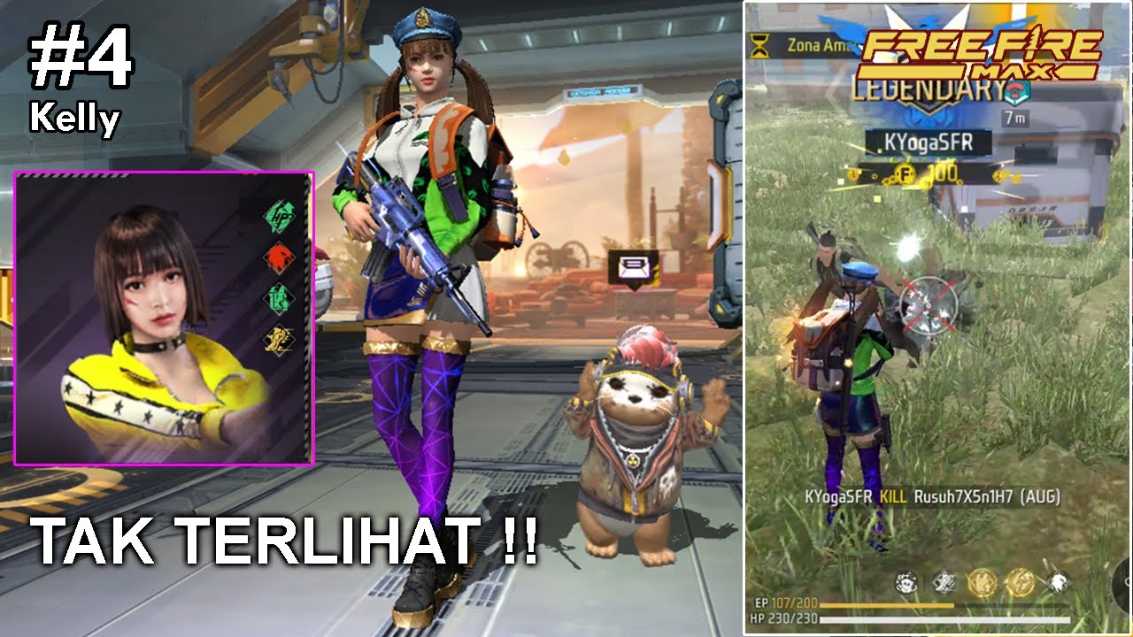 TAK TERLIHAT - FREE FIRE MAX . PLAY 4 . KELLY . BATTLE ROYAL RANKED ...
