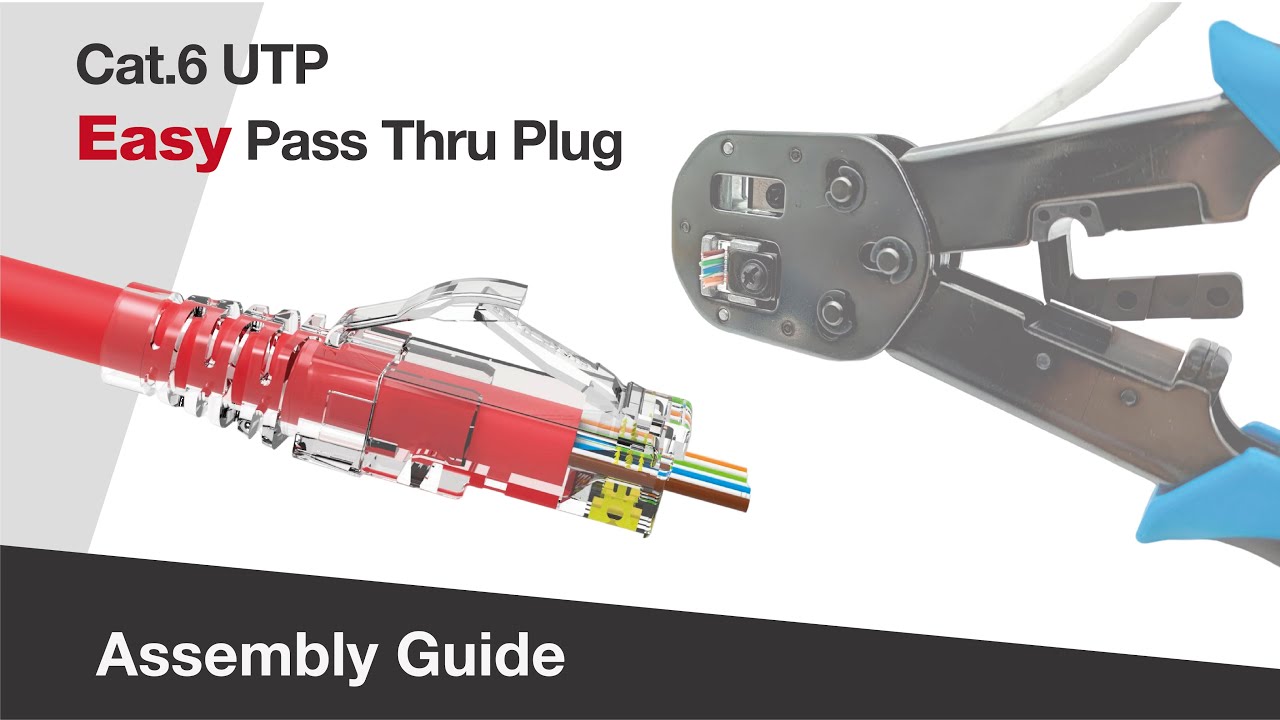 How To Assemble The Easy Pass Through Cat6 Unshielded RJ45 Connector ...