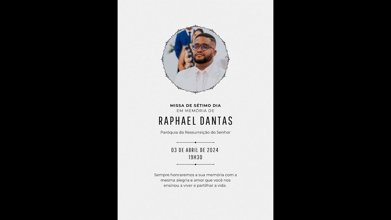Missa de sétimo dia de falecimento de Raphael Dantas 03/04/2024 - YouTube