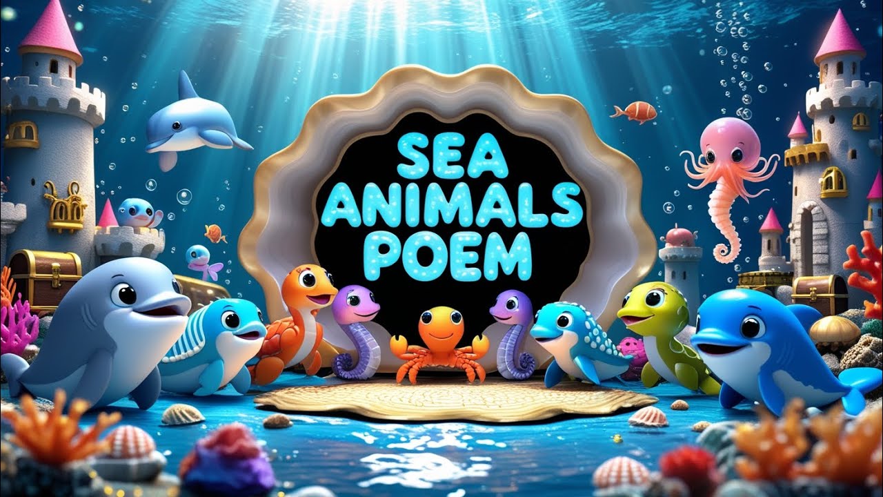 Sea Animals🐟🦦🦈|Nursery Rhymes|Kids Rhymes|Kids poems|popular poems|kid ...