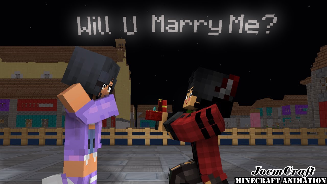 The Proposal - The Wedding of APHMAU & AARON ️ - Minecraft Animation ...