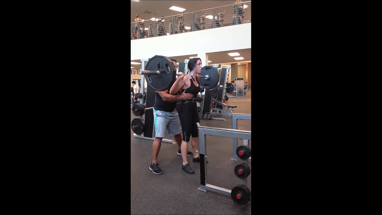 girl squats 225 lbs to floor - YouTube