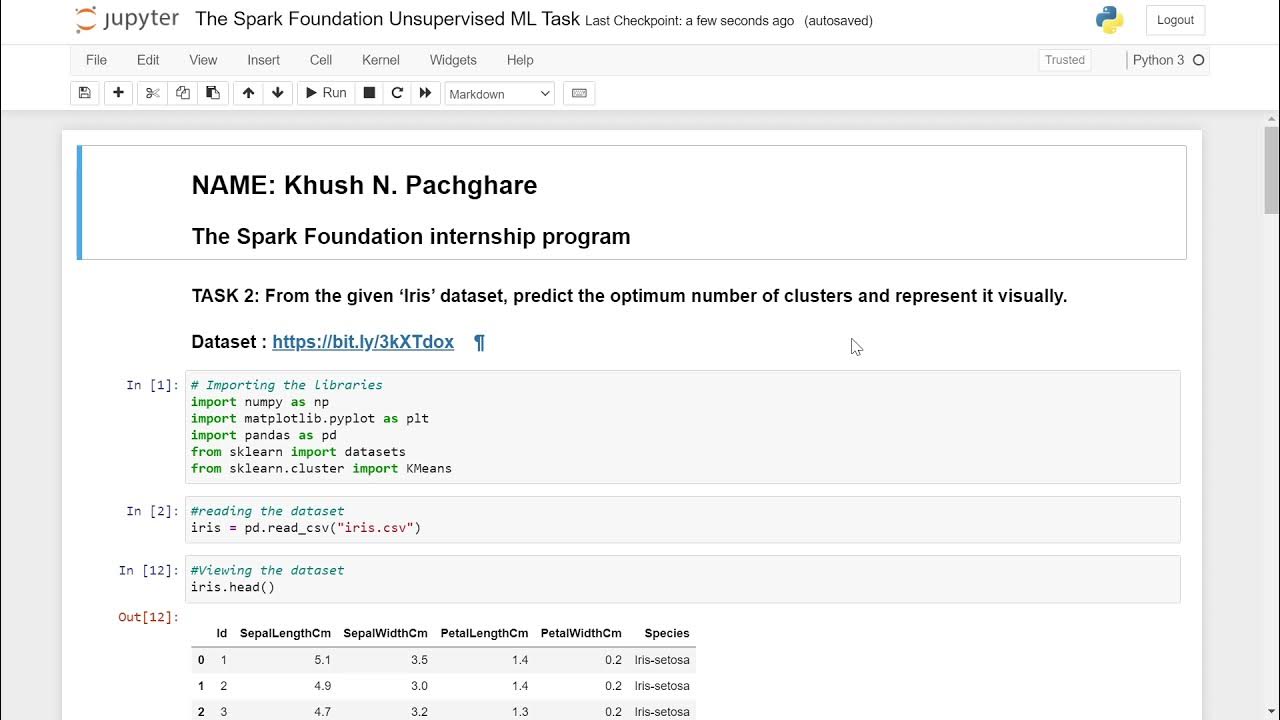 Task 2- From given Iris dataset predict the optimum number of clusters, represent it visually ...