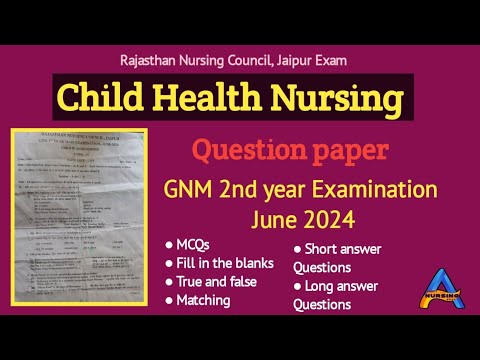Child Health Nursing Question paper 2024//Rnc exam//gnm 2nd year ...