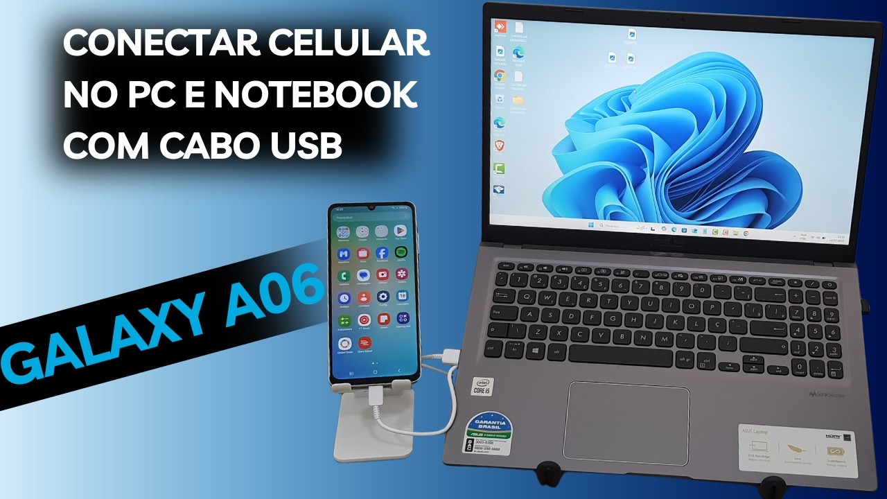 Como Conectar o CELULAR Samsung GALAXY A06 No PC OU NOTEBOOK Por Cabo USB e TRANSFERIR ARQUIVOS ...