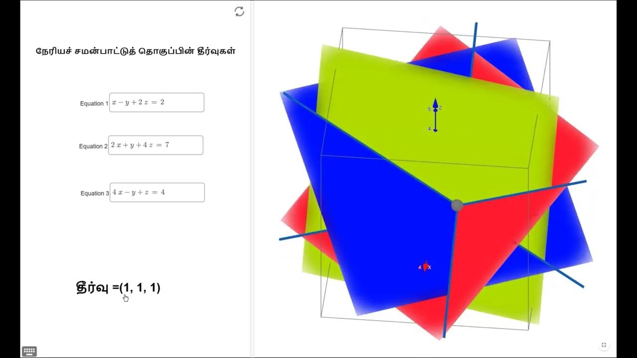 System of Linear Equations in Three Variables GeoGebra 3D - YouTube