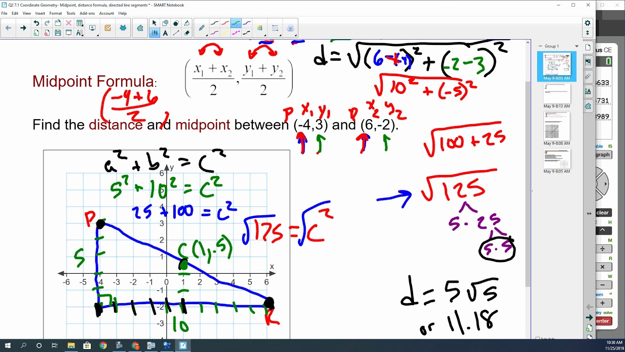 SM2 7 1 Coordinate Geometry Midpoint, Distance Formula, Directed Line ...