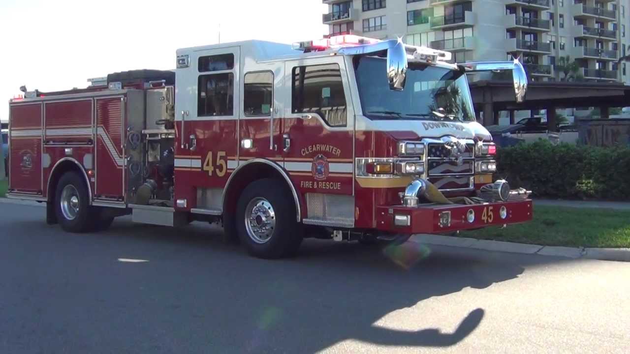 CLEARWATER FIRE RESCUES ENGINE 45 - YouTube