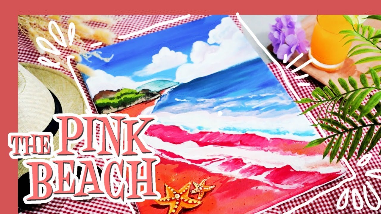 💕How to Paint a Vibrant Pink Beach for Beginners | Acrylic Painting ...