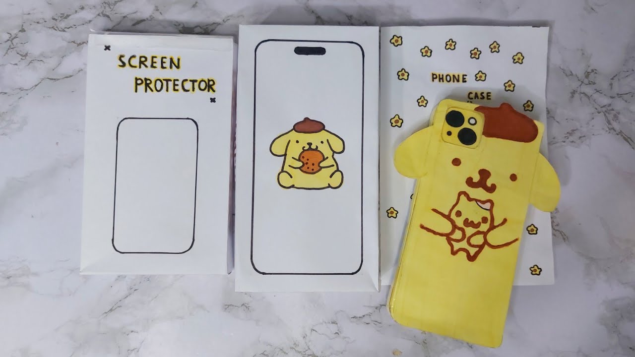 Pompompurin Iphone 15 unboxing💛 & screen protector & case | asmr ...