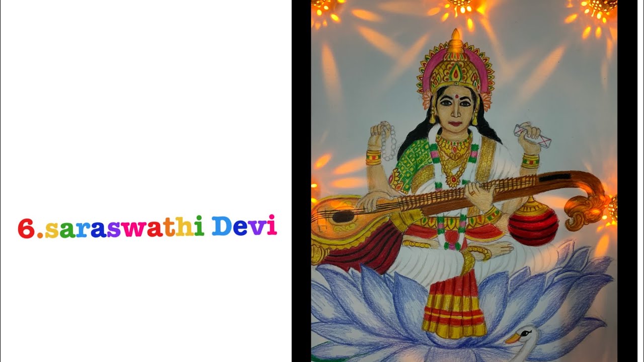 Saraswathi Devi pencil sketch | Saraswathi Devi pencil drawing | Durga ...