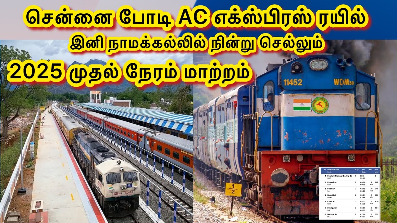 "🚄 Chennai to Bodi AC Express Train: Time Schedule Change Alert for ...