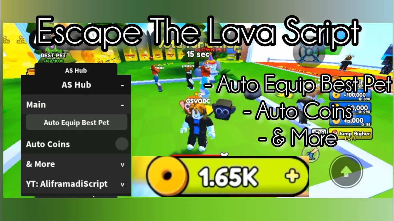 Escape The Lava Script - Auto Equip Best Pet, Auto Coins, & More - YouTube