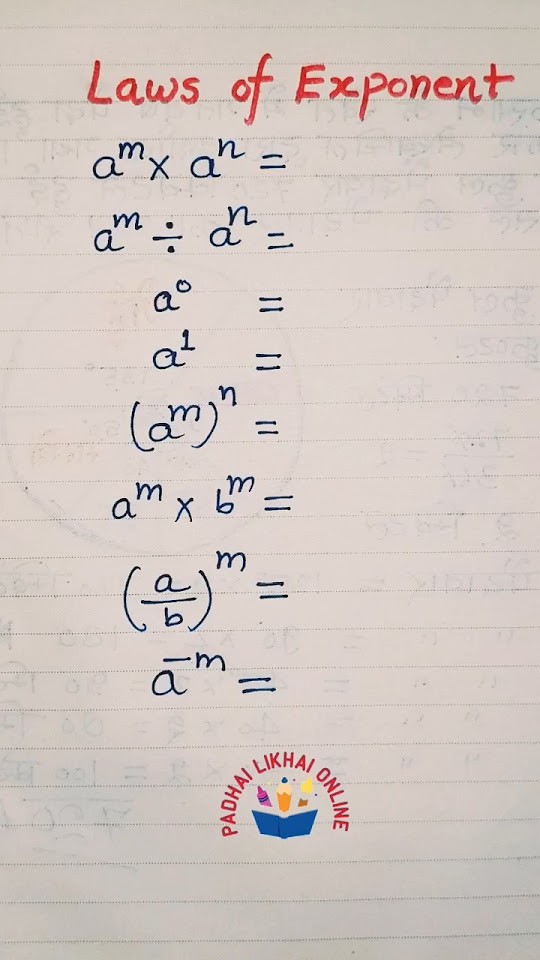 Laws of Exponent #padhailikhaionline - YouTube