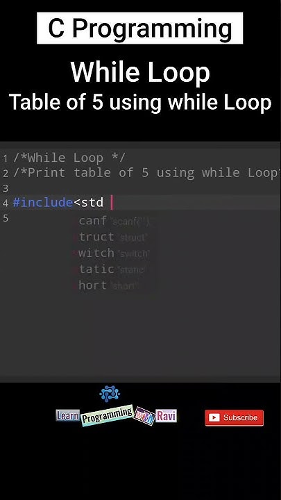 C Programming While Loop Table Of 5 Using While Loop Shorts Cprogramming Programming