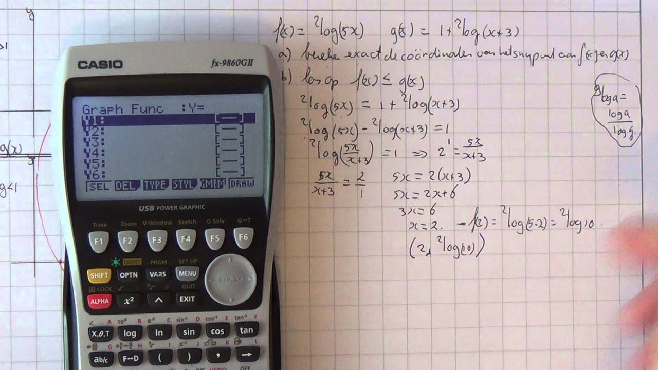 HAVO5wisB H10_8 logaritmische functies en de GR - YouTube