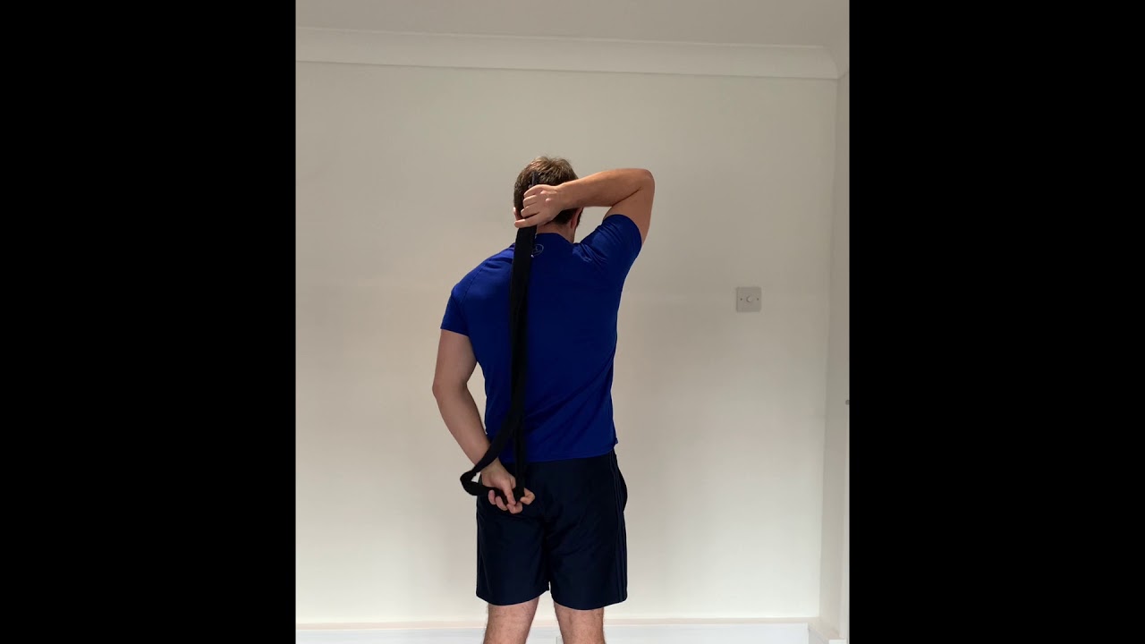 Hand Behind Back Stretch with a Towel - YouTube