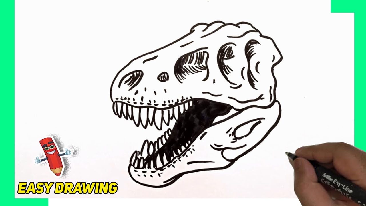 How To Draw Dinosaur Head Easy #trending #viral | Easy Drawings | Magic ...