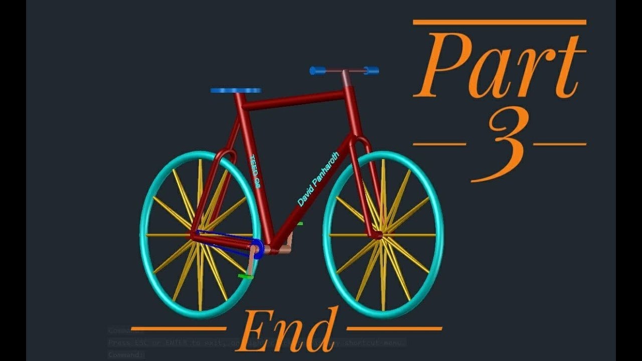 Drawing a 3D bike in AutoCAD :) (Part3 End) - YouTube