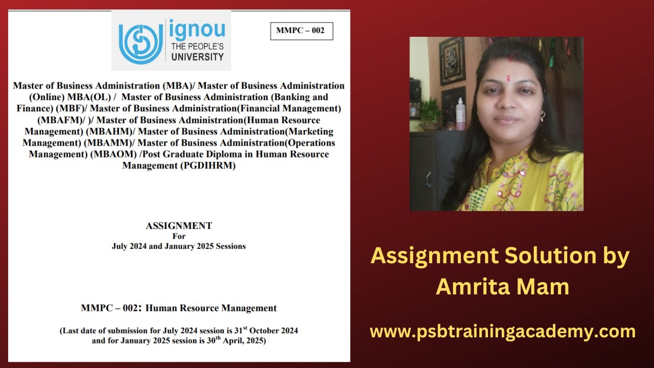 #IGNOU #MBA(OL) MMPC-002 ASSIGNMENT Solution discussion For July 2024 ...
