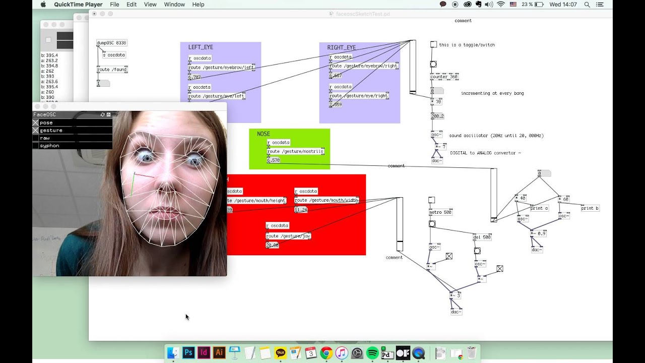 faceosc pure data - YouTube