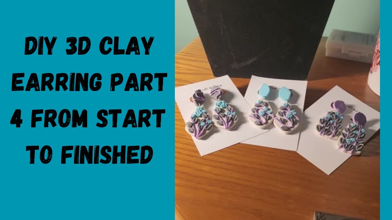 3d diy clay earring Part 4 from start to finished - YouTube