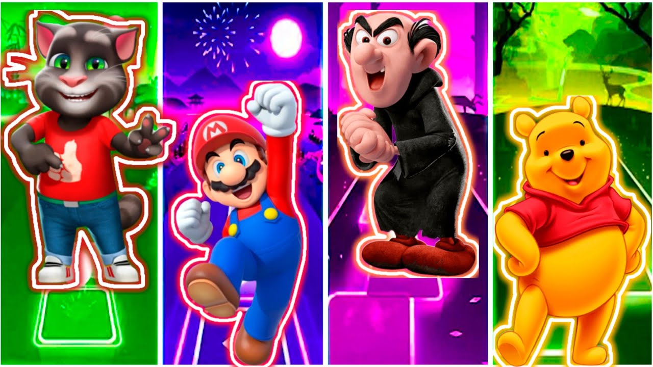 TOM - SUPER MARIO BROS - GARGAMEL - WINNIE THE POOH | Tiles Hop EDM ...