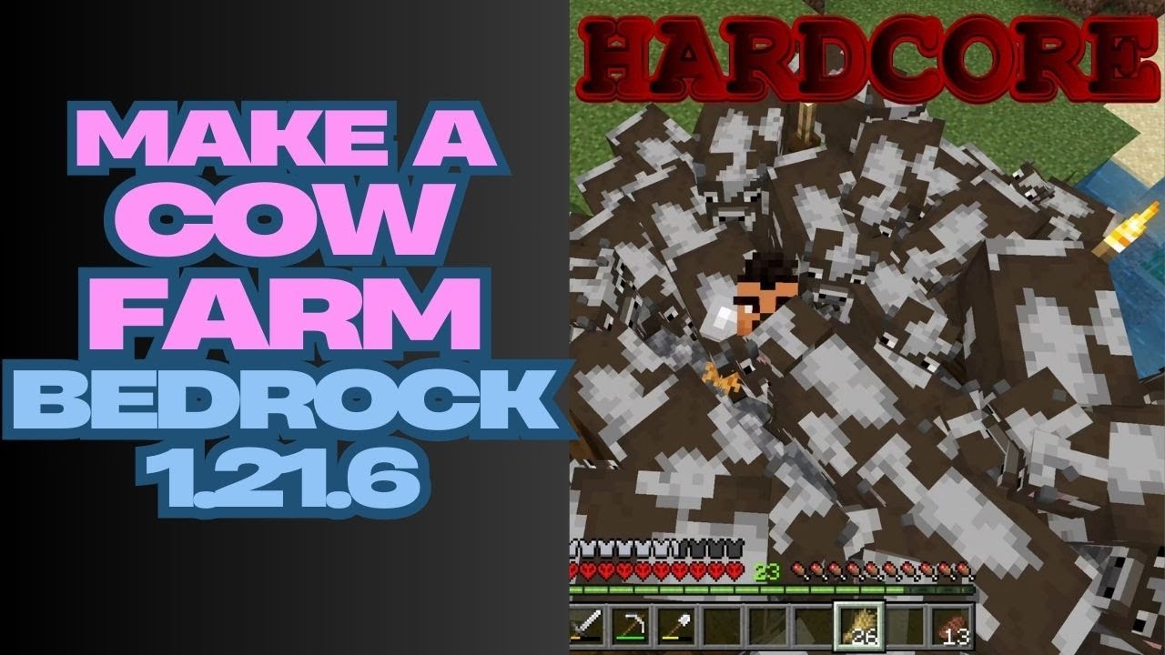 Hardcore - Make a cow farm (Bedrock) - YouTube
