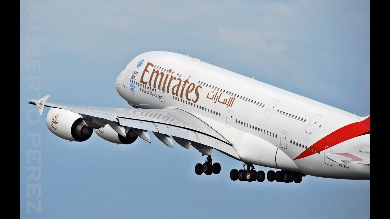 Airbus A380 Emirates taking off at Schiphol (AMS). Video and photos ...