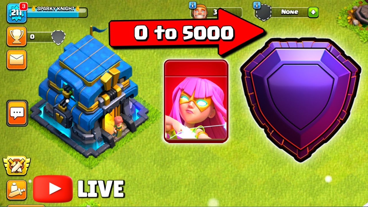 Coc Live - 0 to 5000 Trophy Pushing With Super Archer || Clash of Clans ...