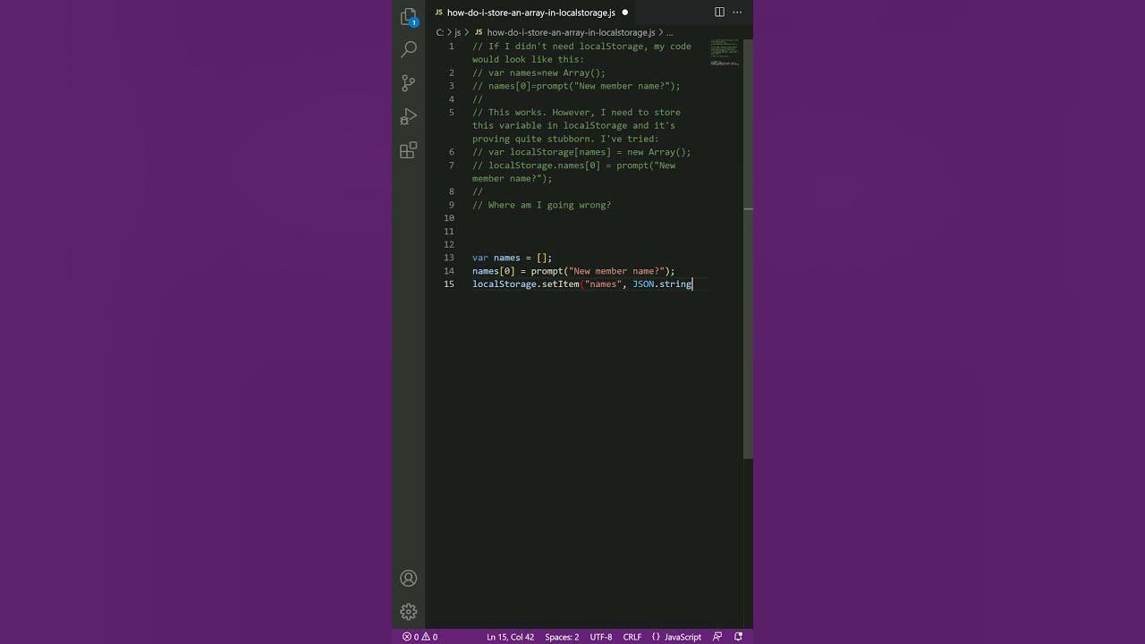 Javascript How Do I Store An Array In Localstorage Youtube