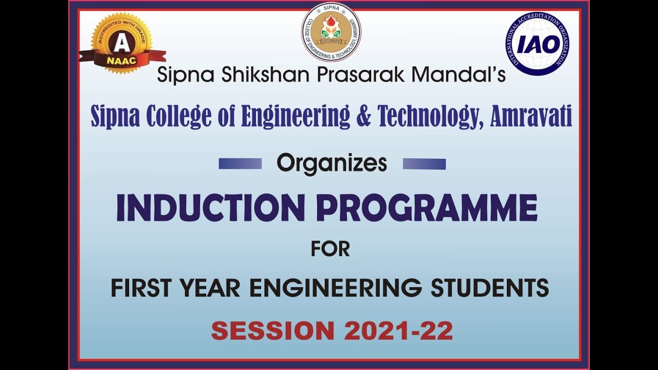 Induction Program for First Year Engineering 2021-22 - YouTube