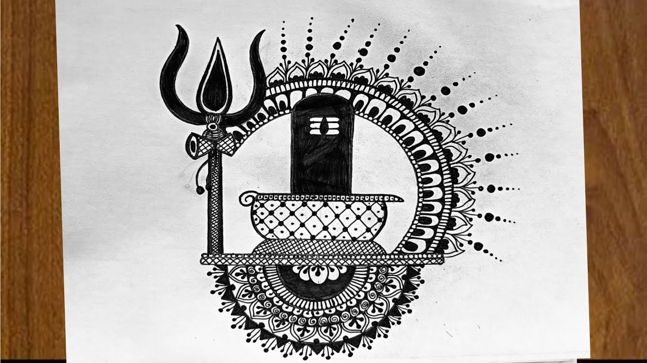 Shivling Mandala Art | Mahadev Trishul with Shiv linga Mandala Drawing ...