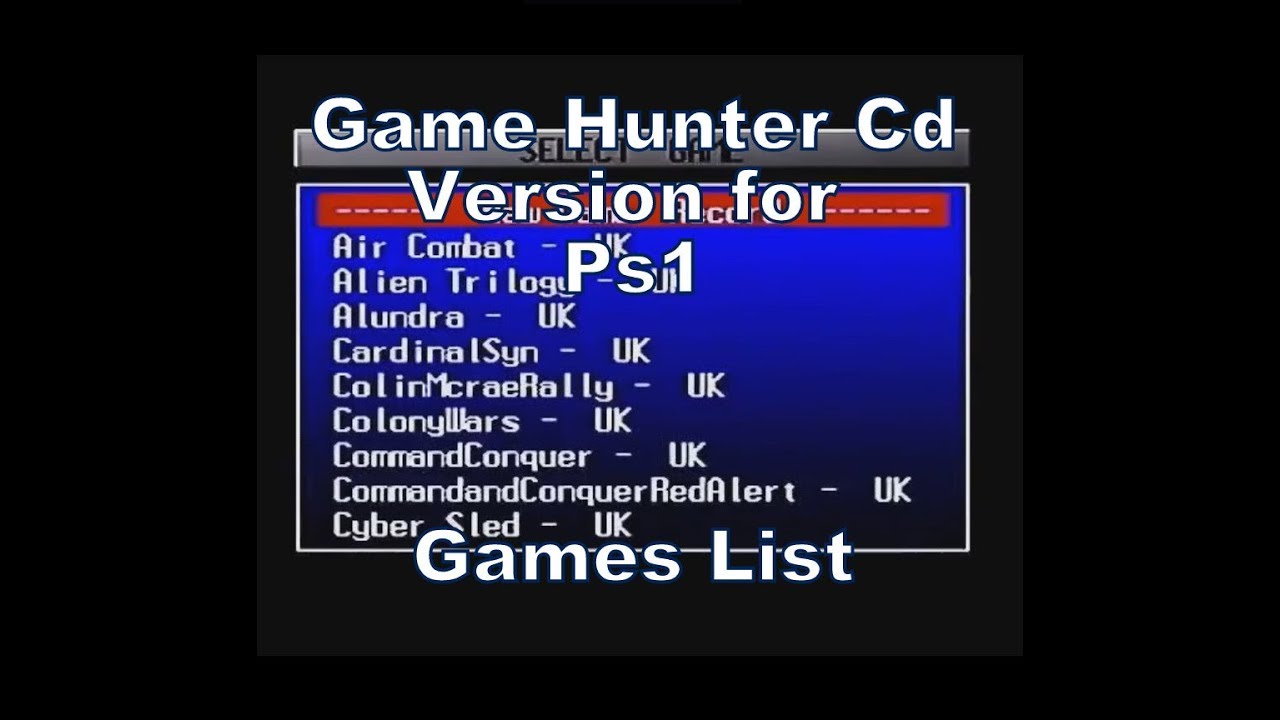 Game Hunter CD Version (Cheat Cartridge) for the Ps1 Games List - YouTube