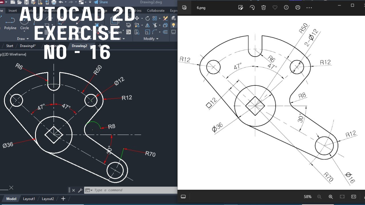 AUTOCAD 2D EXERCISE PRACTICE - 16 || AUTOCAD हिंदी में सीखिए || AUTOCAD ...