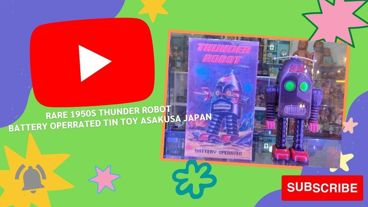Rare 1950s Thunder Robot Battery Operated Tin Toy Asakusa Japan - YouTube