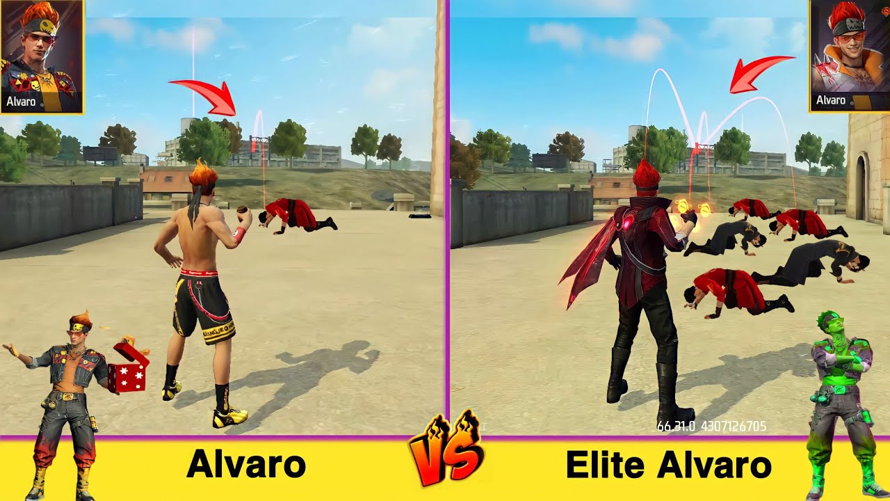 ALVARO VS ELITE ALVARO ABILITY TEST FREE FIRE // GARENA FREE FIRE - YouTube