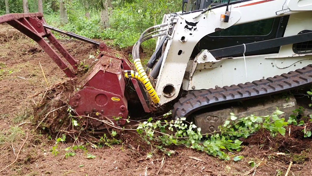 Land clearing mulcher CONETEKS 1.6HCF for skid steer - YouTube